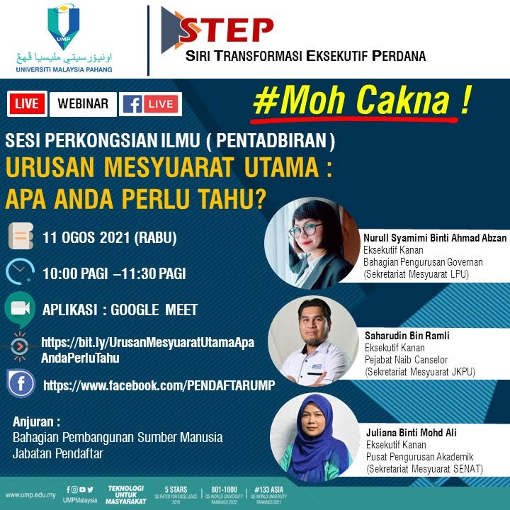 Webinar - Urusan Mesyuarat Utama : Apa Anda Perlu Tahu? | Official Events of Universiti Malaysia ...